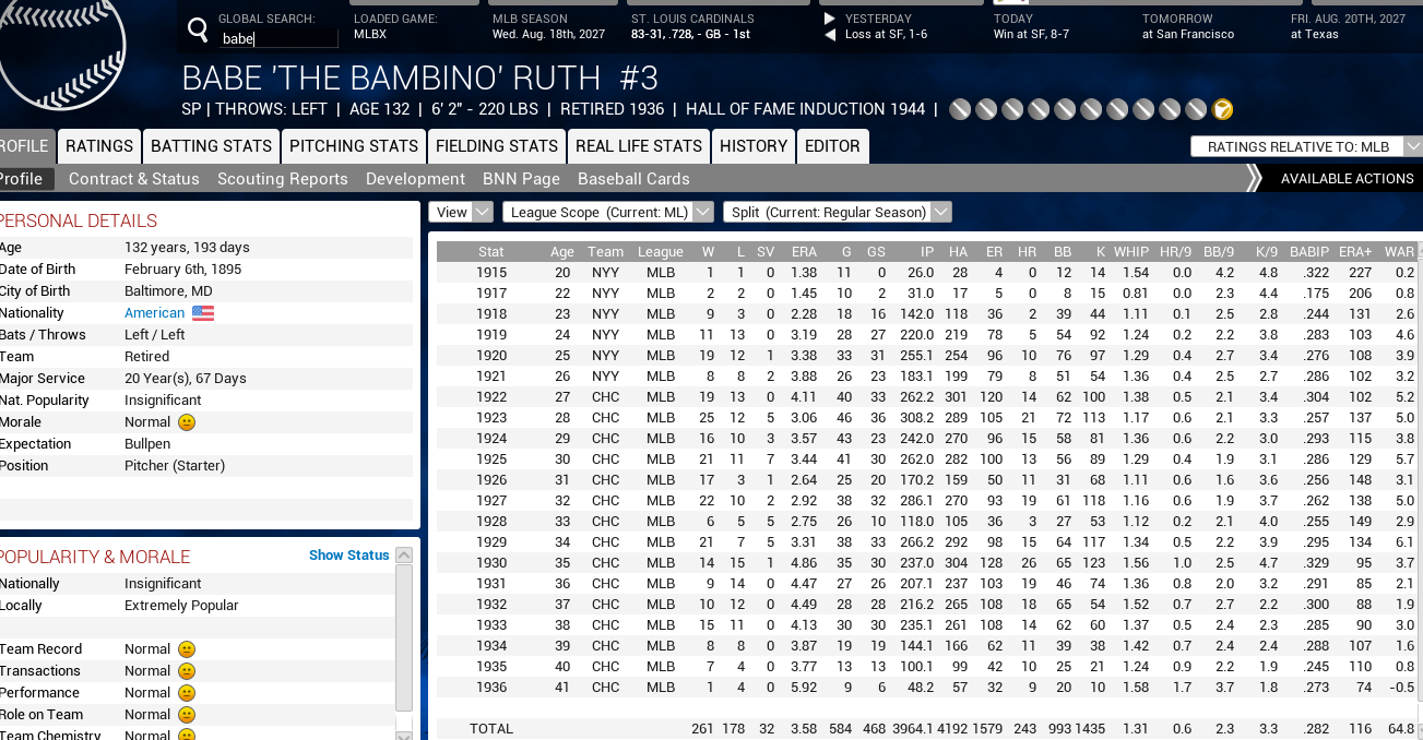Babe Ruth vs the energizer bunny - OOTP Developments Forums
